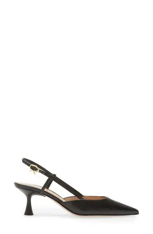 GIANVITO ROSSI Kitten Heel Slingback Pointed Toe Pump - Black