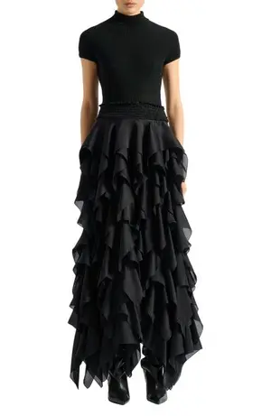 Balmain Long Ruffled Skirt