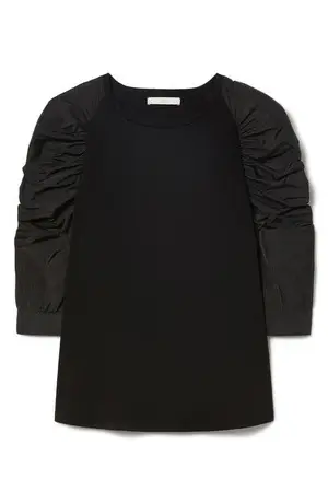 Marina Rinaldi Mixed Media Puff Sleeve Top