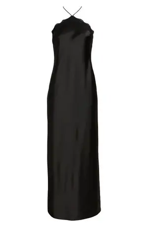 WAYF Lirien Lace Trim Halter Column Gown