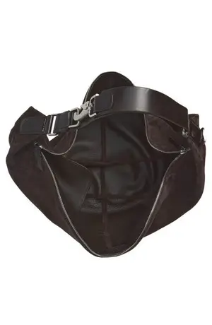 LEMAIRE Quiver Clip Suede Bag - Ebony Brown