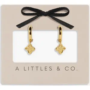 A LITTLES & CO Gold-tone Plated Textured Clover Earrings - Hoop
