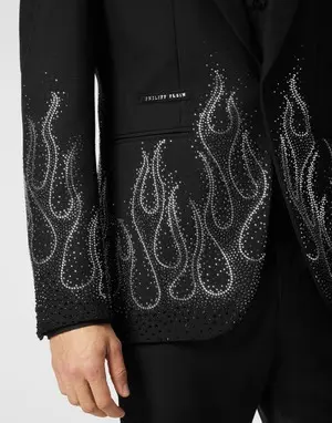Philipp Plein Gabardine Blazer Ls Strass Flame