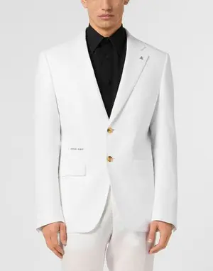 Philipp Plein Linen Miami Vice Fit Blazer - Offwhite