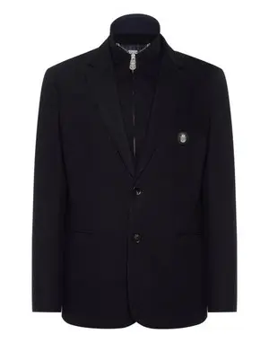 BILLIONAIRE Woolen Travel Hood Blazer - Navy