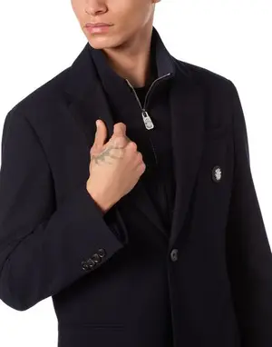 BILLIONAIRE Woolen Travel Hood Blazer - Navy