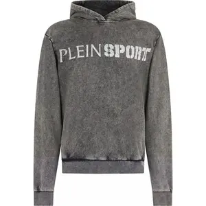 PLEIN SPORT Washed Hoodie Crackle Scratch - Black