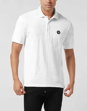 Philipp Plein Polo T-shirt Jacquard Crest - White