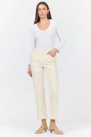 DEAR JOHN Anika Mid Rise Ankle Straight-leg Jeans