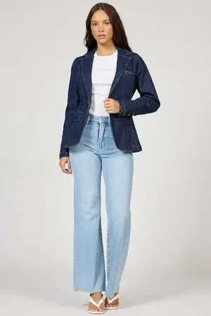 DEAR JOHN Minah One Button Denim Blazer