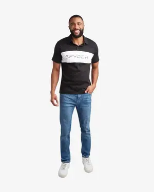 SPYDER Men Short Sleeve Color Block Polo Black