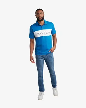 SPYDER Short Sleeve Color Block Polo - Cobalt