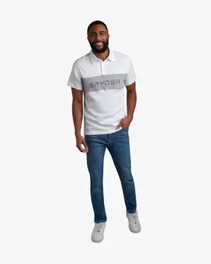SPYDER Men Short Sleeve Color Block Polo White
