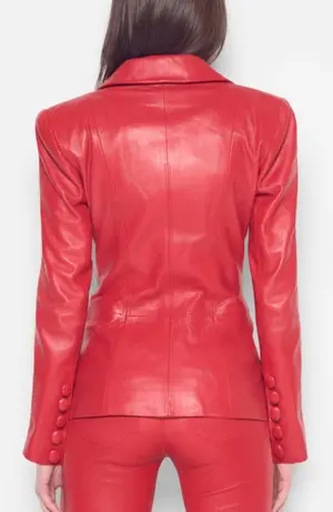 AS By DF Upcycled Leather Blazer With Bold Shoulder Pads
