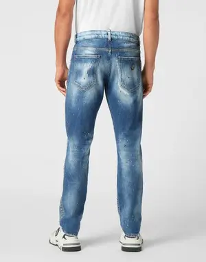 Philipp Plein Studded Straight Cut Denim Trousers - Thunderblue