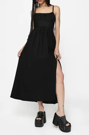 DISTURBIA Cirissa Ruched Midaxi Dress - Black