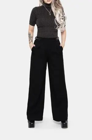 DISTURBIA Nightingale Buckle Wide Leg Trousers