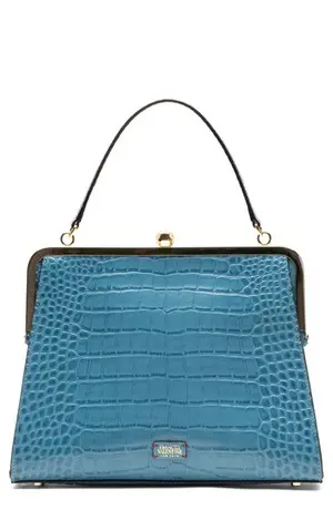 FRANCES VALENTINE Jackie Croc Embossed Leather Frame Bag