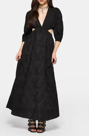 DISTURBIA Lila Embroidered Cut-out Maxi Dress