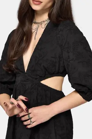 DISTURBIA Lila Embroidered Cut-out Maxi Dress