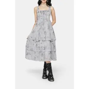 DISTURBIA Butterfly Tiered Midi Dress