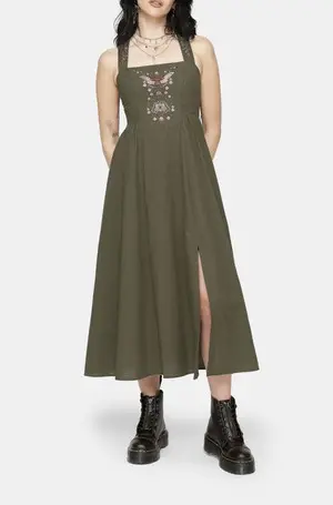 DISTURBIA Siora Folklore Embroidered Midi Dress