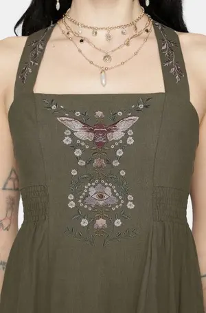 DISTURBIA Siora Folklore Embroidered Midi Dress