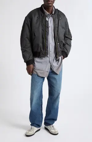 MAISON MARGIELA Double Layer Cotton Button-up Shirt - Grey/brown Check
