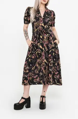 DISTURBIA Dionaea Button-up Midi Shirt Dress