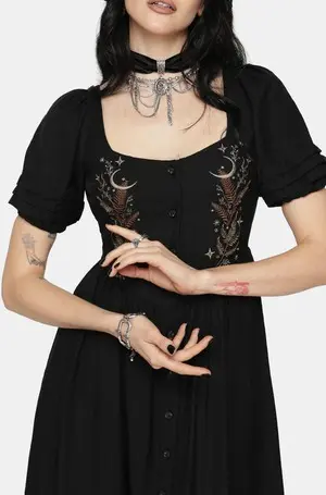 DISTURBIA Abellona Embroidered Midi Dress