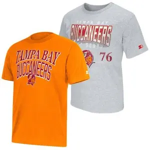 STARTER Heather Gray Tampa Bay Buccaneers Two-pack Throwback Logo T-shirt Set - Orange