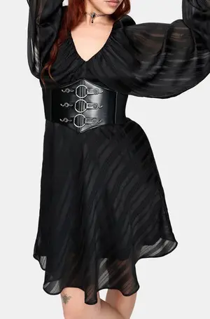 DISTURBIA Briella Chiffon Striped Midi Dress