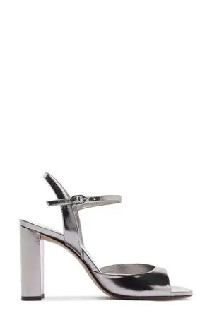 ALEXANDRE BIRMAN Metallic Leather Block Heel Sandals