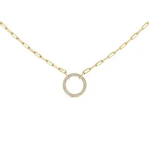 HAUS OF BRILLIANCE Gold Vermeil Diamond Paperclip Chain Necklace - Silver