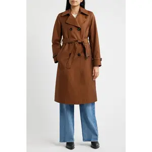Sam Edelman Double Breasted Trench Coat With Faux Suede Detailing