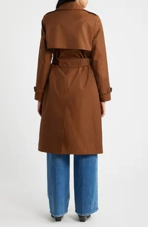 Sam Edelman Double Breasted Trench Coat With Faux Suede Detailing