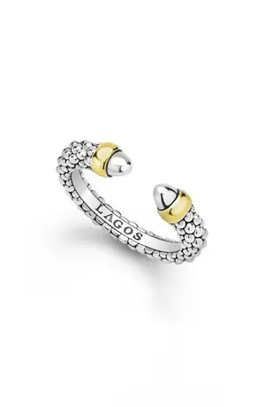 Lagos Signature Caviar Open Ring - Silver
