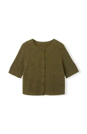 CELTIC & CO. Alpaca Blend Ribbed Short Sleeve Top
