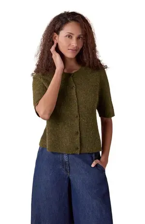 CELTIC & CO. Alpaca Blend Ribbed Short Sleeve Top
