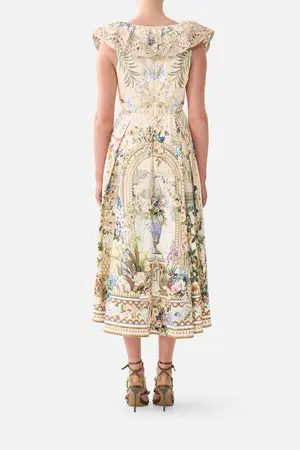Camilla V-neck Frill Midi Dress