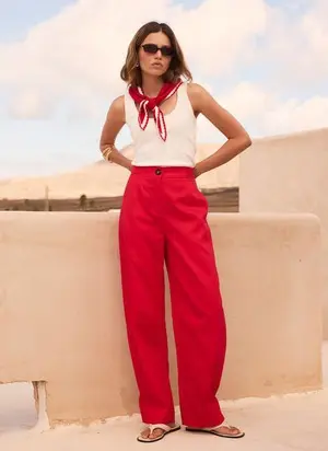 Mint Velvet Wide Leg Utility Trousers With Button Tab Cuffs