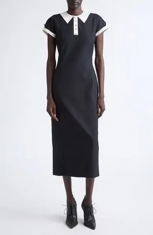 Thom Browne Trompe L'oeil Polo Wool Hopsack Dress - Navy