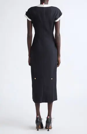 Thom Browne Wool Hopsack Trompe L'oeil Polo Dress