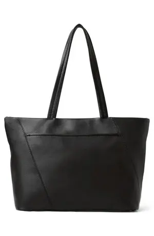 AIMEE Avenue Top Zip Leather Tote - Black