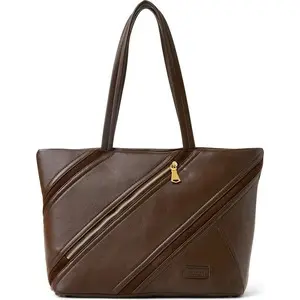 AIMEE Avenue Top Zip Leather Tote - Fudge