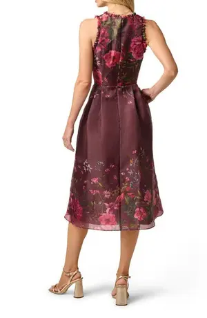 Adrianna Papell Floral Organza Midi Dress