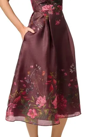 Adrianna Papell Floral Organza Midi Dress
