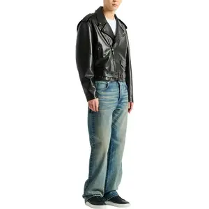 Balmain Textured Leather Biker Jacket - Black