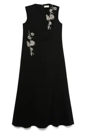 Marina Rinaldi Refeluca Beaded Jewel Neck Dress