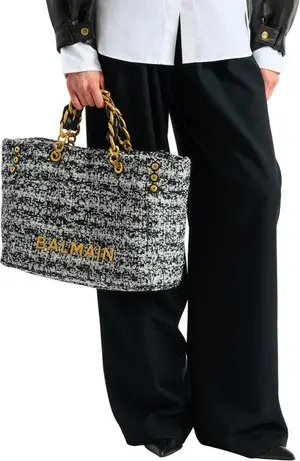 Balmain 1945 Soft Tweed Tote Bag